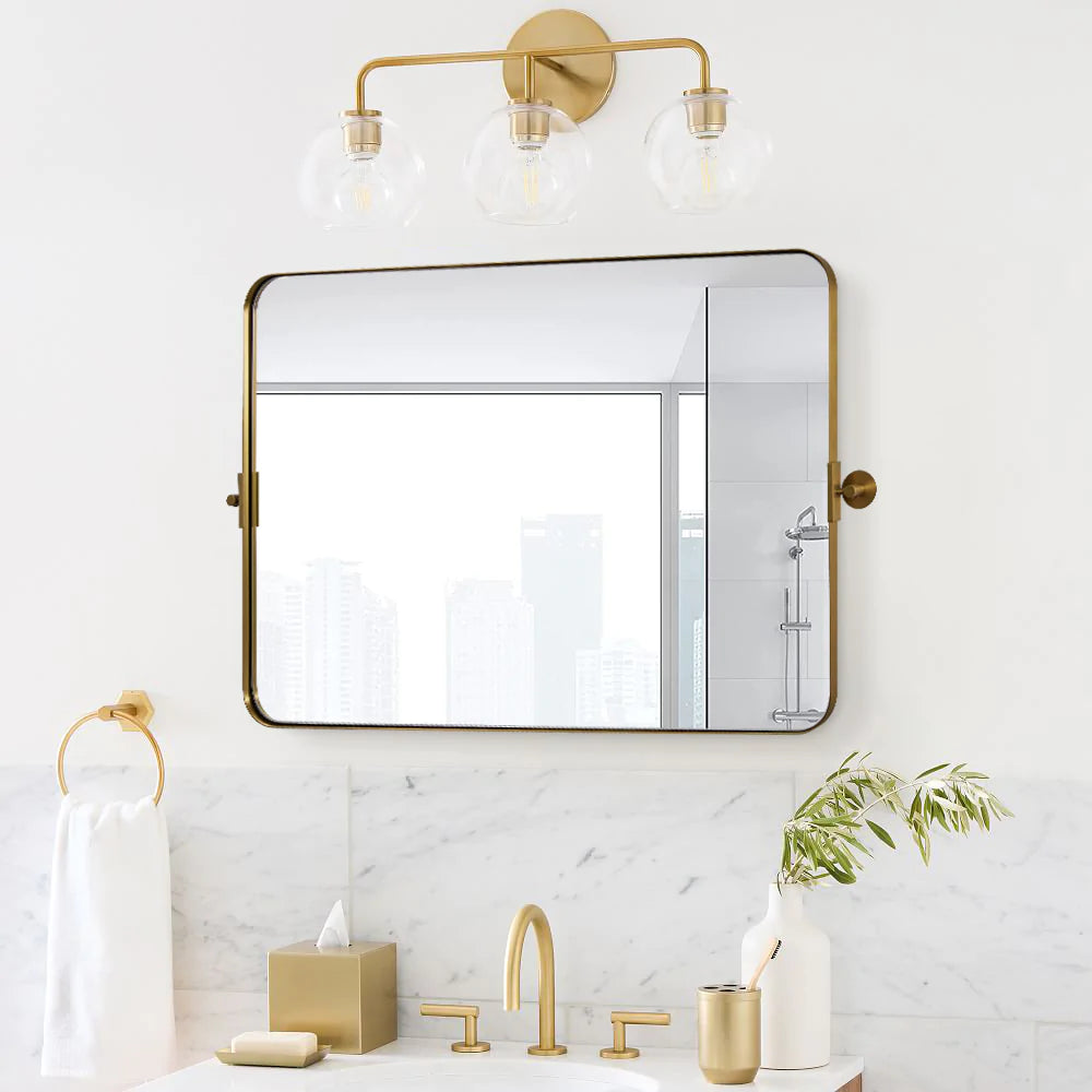 VIOTTO& CO. Bass Gold Rectangle Mirror Modern Tilting Pivot Bathroom V ...